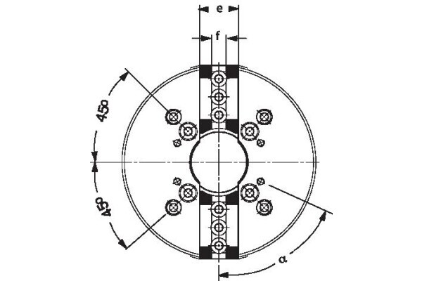 power chuck KFD-HS 160, 2 jaws, serration 90°, cylindrical center mount ...